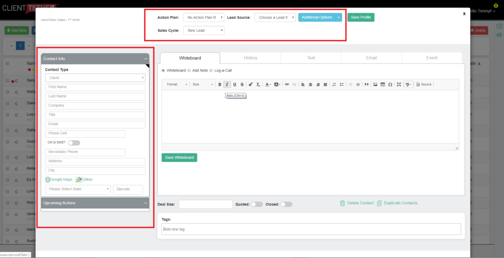 Manually Creating Contacts | ClientTether Support