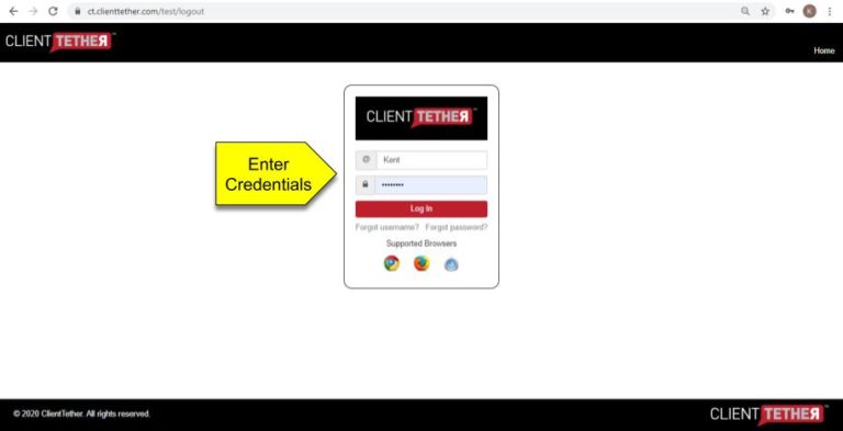 Logging inLogging in - ClientTether Support | ClientTether Support