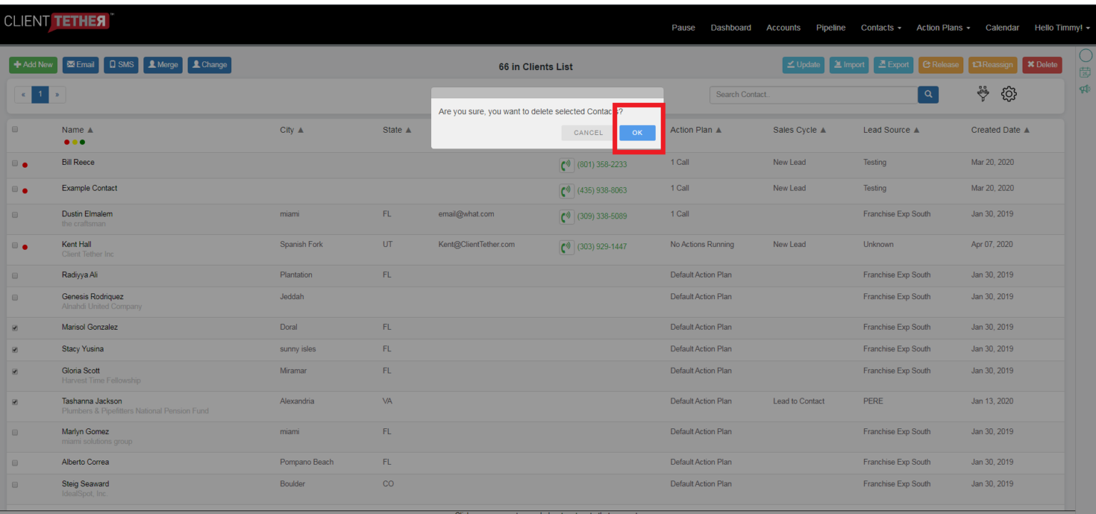 Deleting ContactsDeleting Contacts - ClientTether Support | ClientTether Support